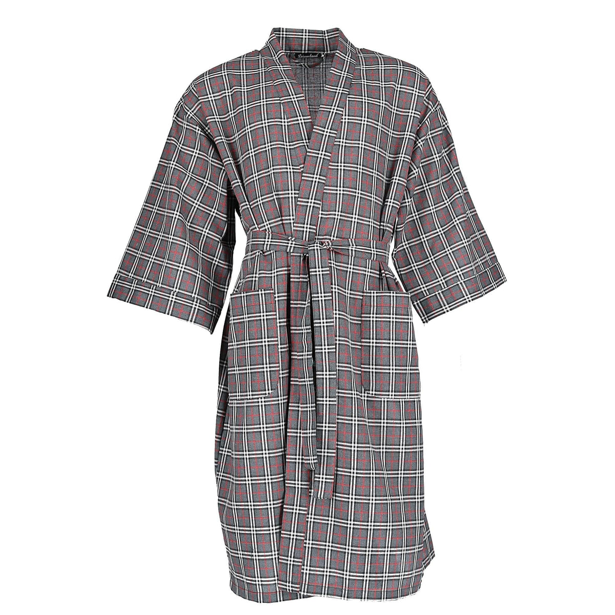 Men's Plaid Kimono Broadcloth Robe by Leisureland | Robes and Kimonos ...