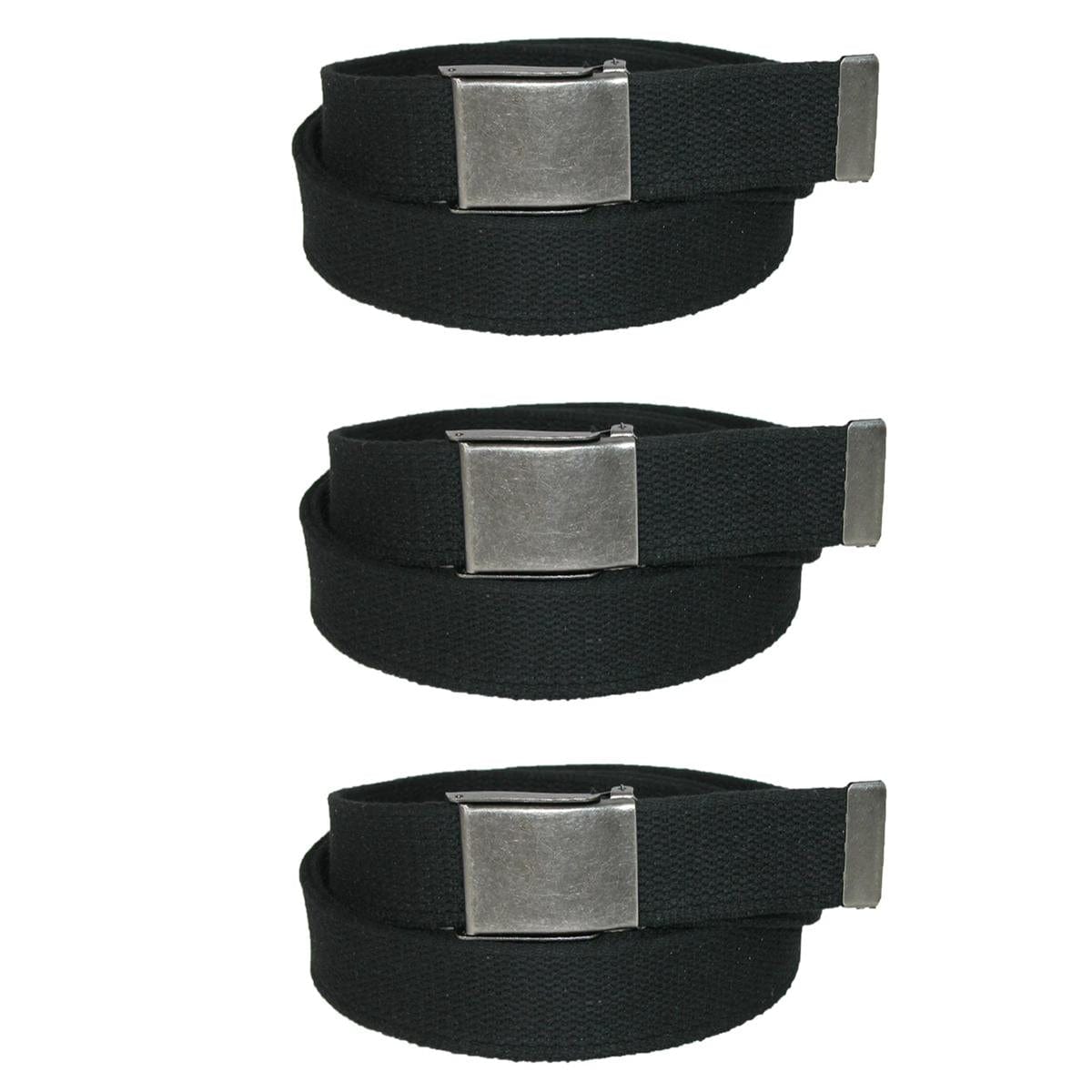 Men's Fabric Belt with Flip Top Nickel Buckle (Pack of 3) by CTM ...