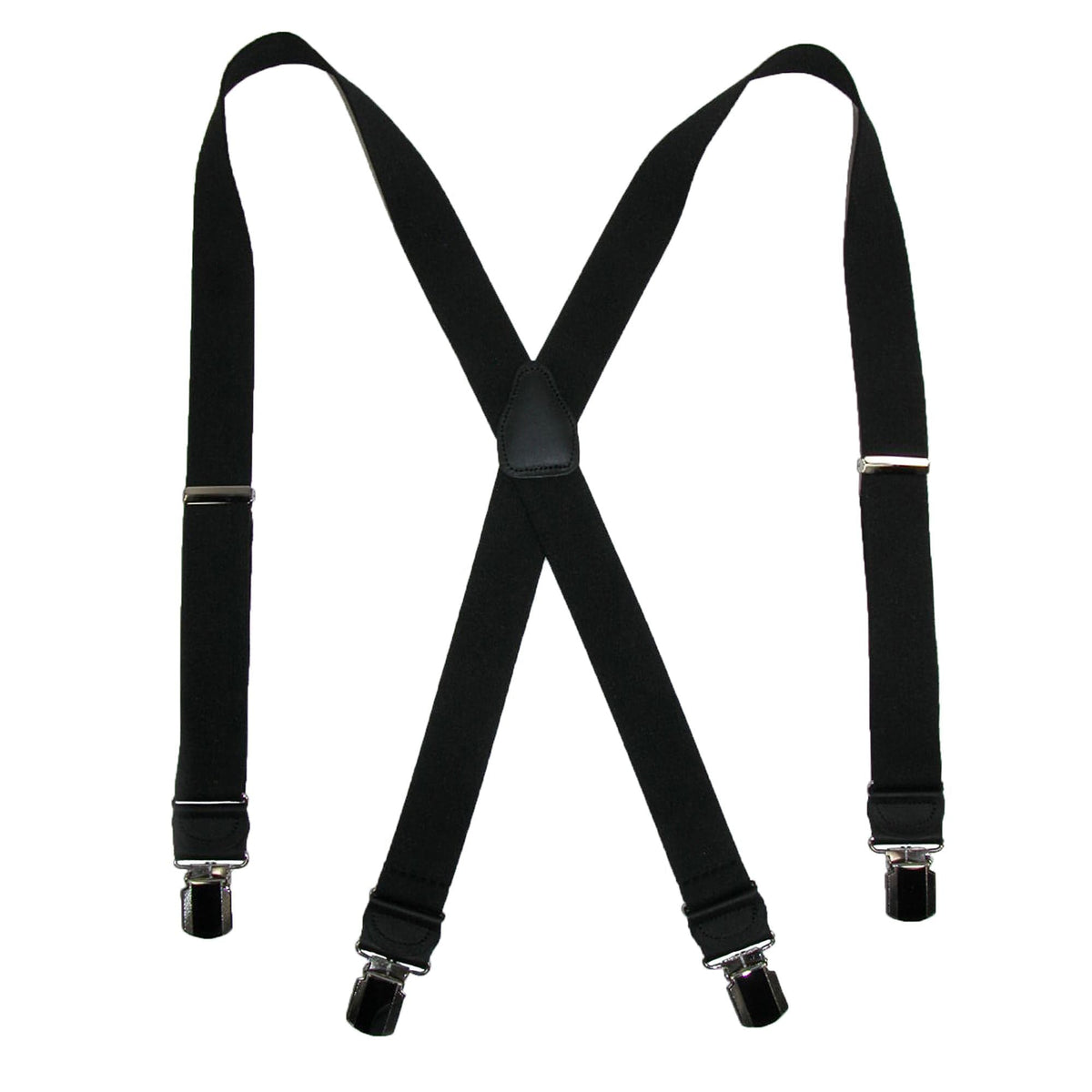 CTM® Men's Elastic Anti Slip Pin Clip Suspenders with Leather Drop Tab