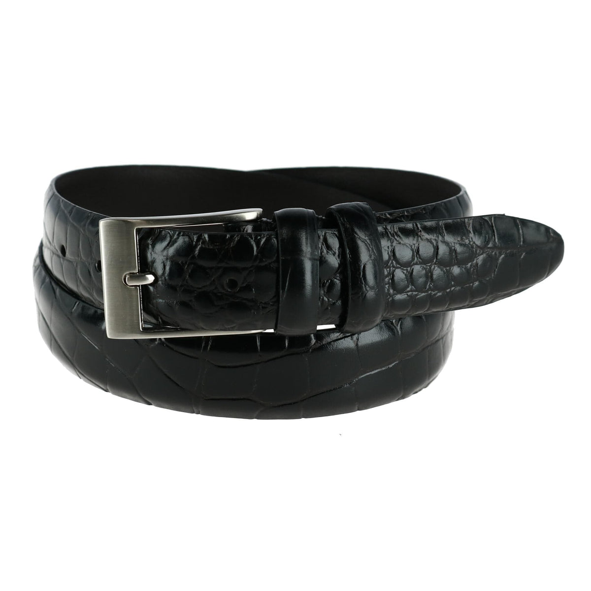 Men's Embossed Leather Croc Print Belt by CTM | Dress Belts at ...