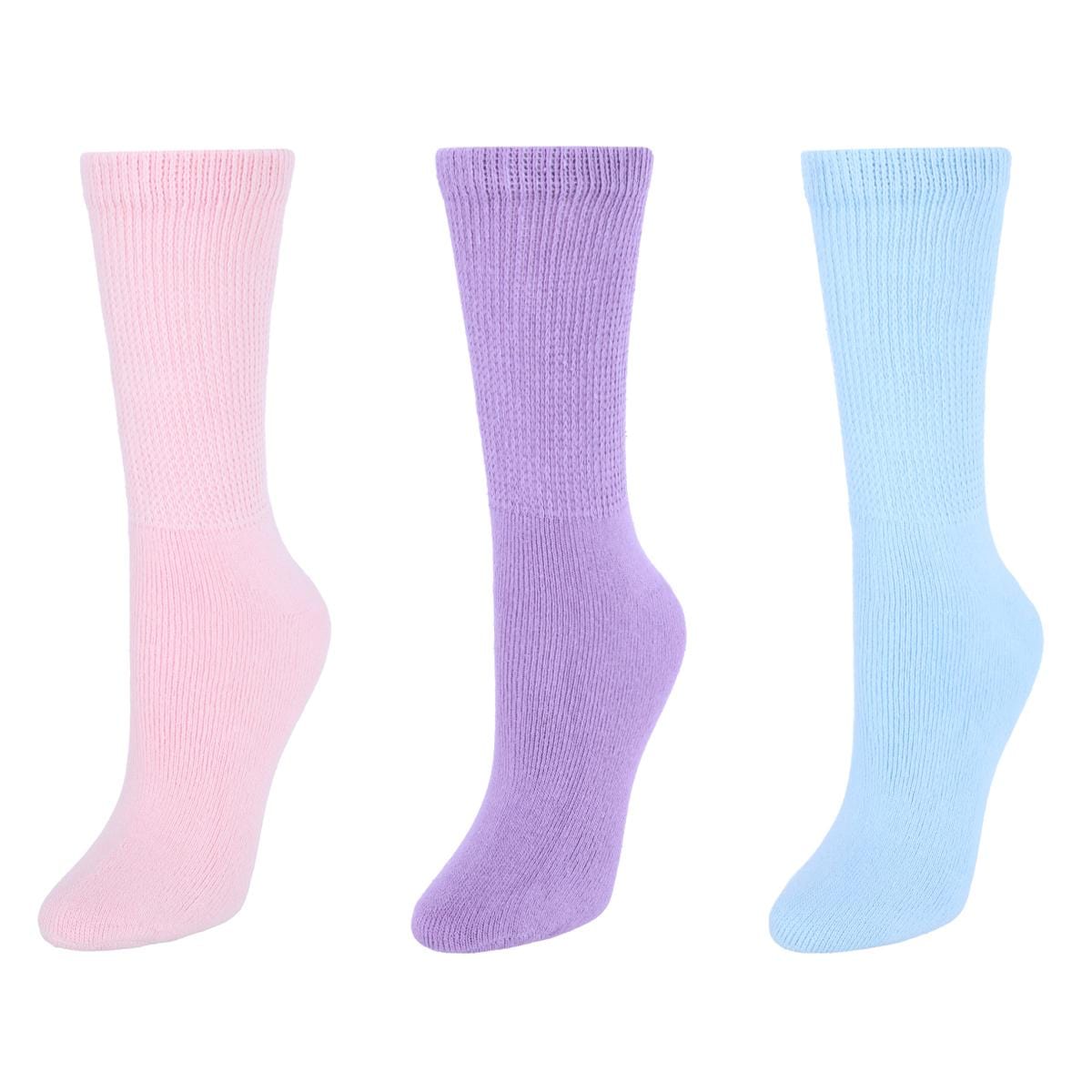 Women's Diabetic Pastel Color Crew Socks (3 Pack) by CTM | Compression ...